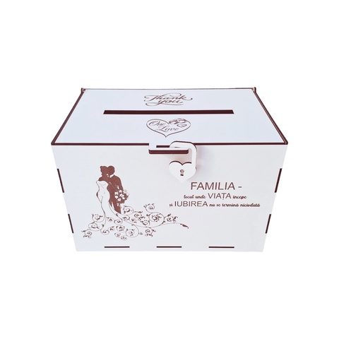 Cutie dar pentru nunta, cutie dar gravata din HDF, 30x20x20cm- Artynos.ro